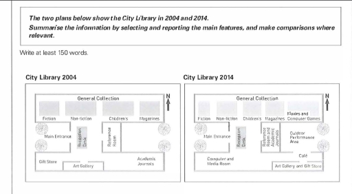 The two plans below show the City Library in 2004 and 2014. (User ...