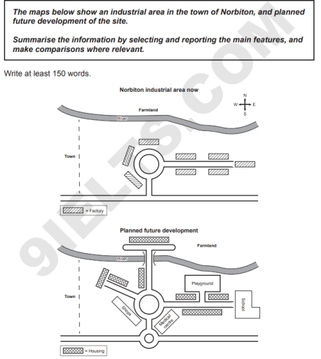 The map below shows the industrial area in the town of Norbiton and ...