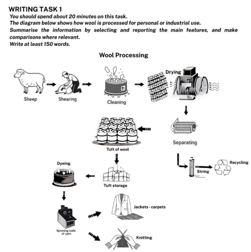 Band 6: The diagram below shows how wool is processedfor personal or ...
