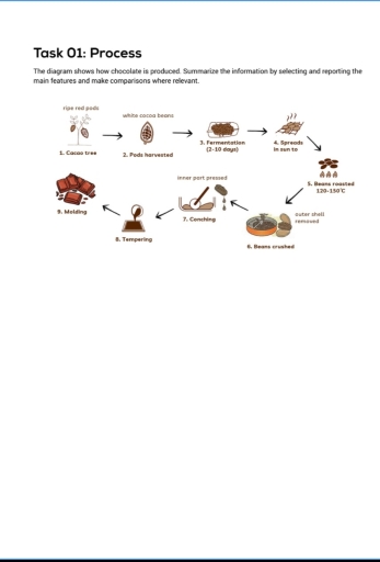 Band 7: The diagram shows how chocolate is produced . Summarize the ...