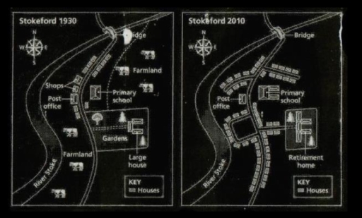 Band 6: The maps below show the village of Stokeford in 1930 and in ...