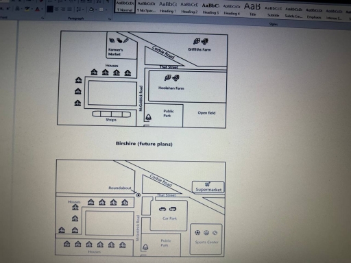 The maps indicate the map of the city called Birshie with its ...