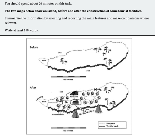 Band 4: The two maps below show an island, before and after the ...