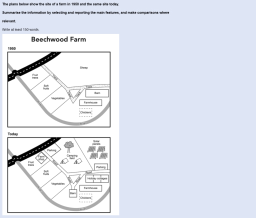 Band 7: The plans below show the site of a farm in 1950 and the same ...