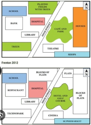 Band 5: the two maps illustrate the changes in the town of Trenton ...