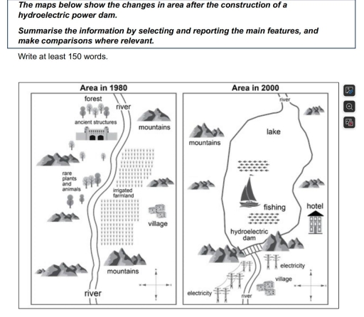 Band 7: The map below sow the changes in area after the construction of ...