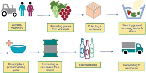 Band 6: The following diagram shows steps in producing wine in a small winery. Summarize the ...
