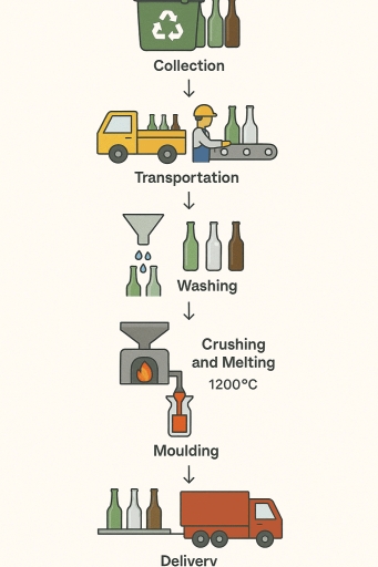 The diagram below shows how recycled glass bottles are processed and ...
