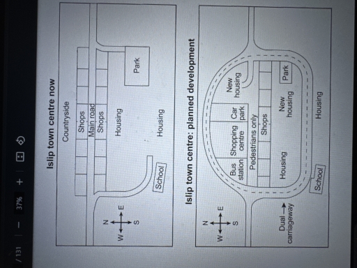 The maps below show the center of a small town called lslip as it is ...