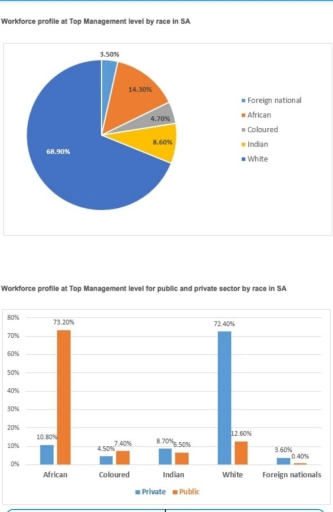 The charts below show the workforce profile at the top management jobs ...