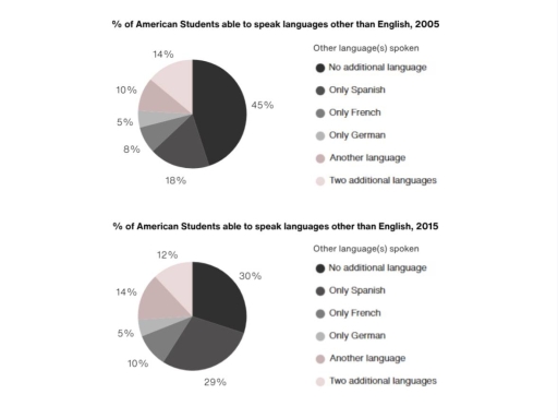 The charts below illustrate the proportions of American students at a ...