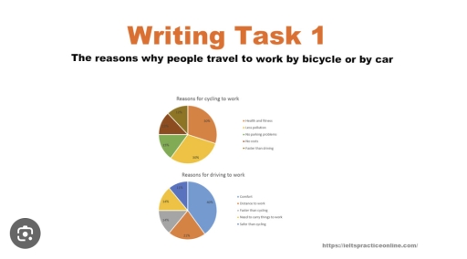Band 6: The charts below show the reasons why people travel to work by ...