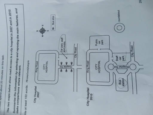 The two maps below show road access to a city hospital in 2007 and in ...