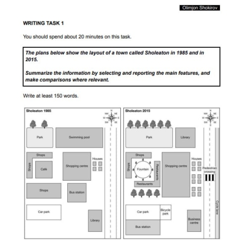Band 8: The plans below show the layout of a town called Sholeaton in ...