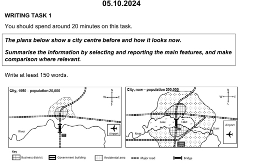 Band 5: The plans below show a city centre before and how it looks now ...