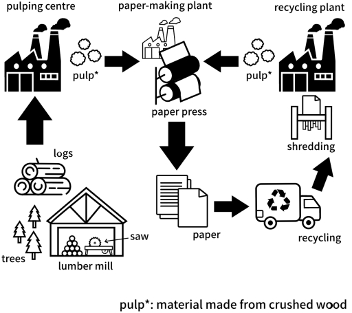 Band 6: the diagram below shows the process by which paper is ...