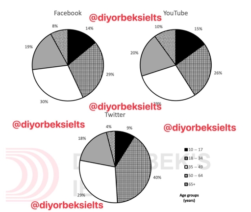Band 7: The pie charts show the proportion of users across different ...