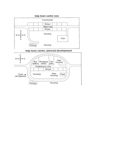 Band 5: The maps below show the center of a small town called Islip as ...