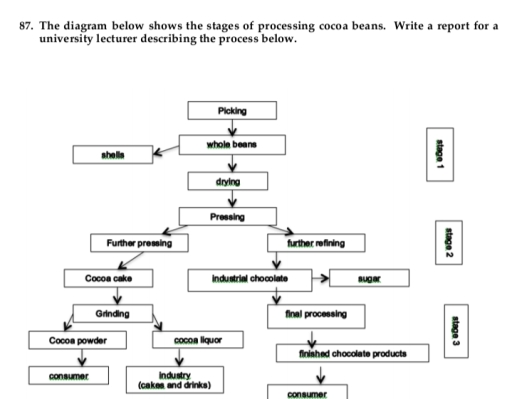 Band 6: 87. The diagram below shows the stages of processing cocoa ...