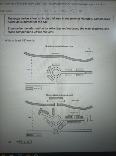 Band 7: The map below show an industrial area in the town of Norbiton ...