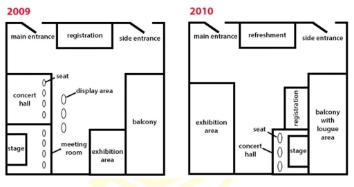 Band 9: The maps below compare 2 floor plans of one trade conference ...