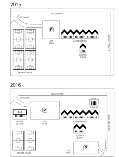 Band 5: The maps below show before and after building work at King's ...