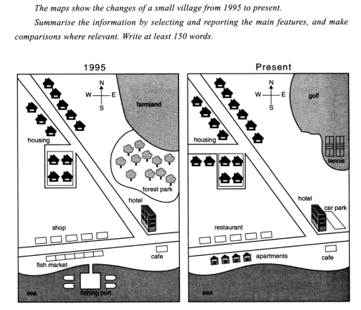 Band 5: The maps show the changes of a small village from 1995 to ...