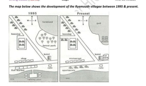 The map below shows the development of the Ryemouth village Between 1995 and present (User ...