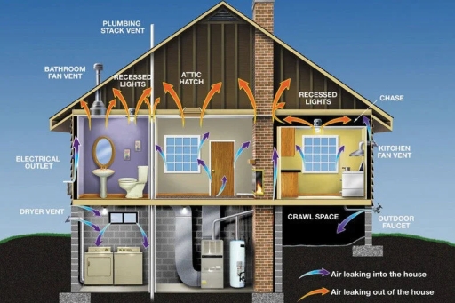 Band 6: the diagram shows how heat is lost and energy wasted in a house ...