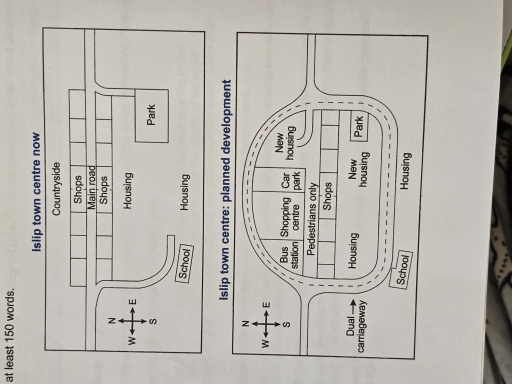 Band 5: The maps below show the centre of a small town called Islip se ...