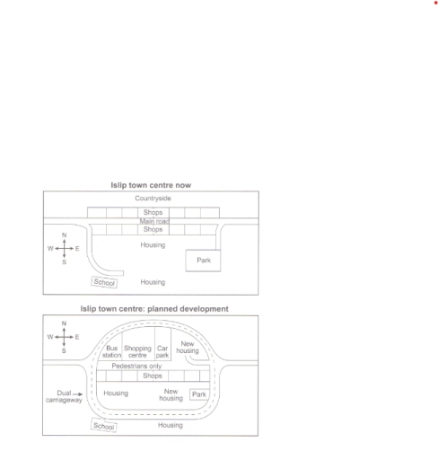 The maps show the centre of a small town called Islip as it is now, and ...