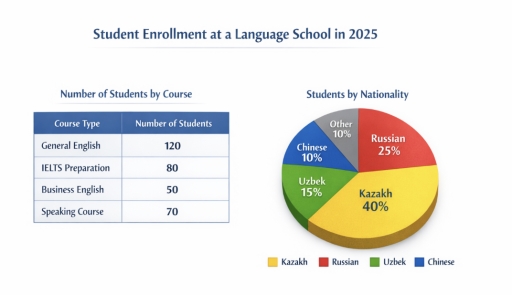 The table below shows the number of students enrolled in four different ...