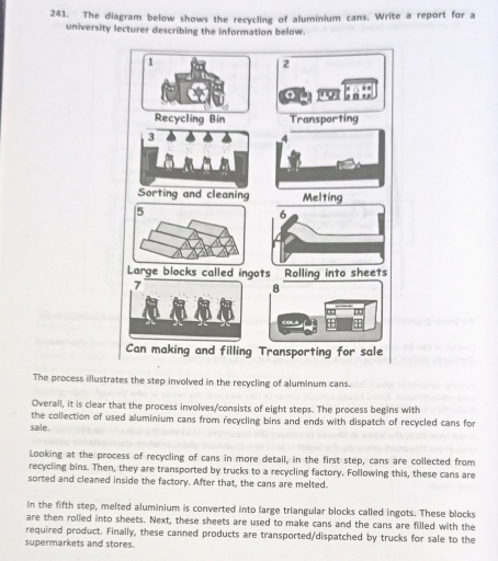 Band 4: The diagram below shows the recycling of aluminium cans. Write ...