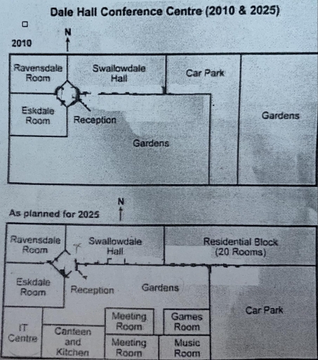 The plan below show the layout of Dale Hall Conference center when it ...