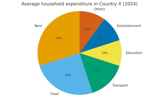Band 4: The pie chart below shows the average household expenditure in ...