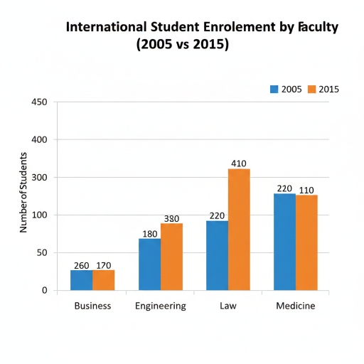 Band 4: The bar chart below shows the number of international students ...