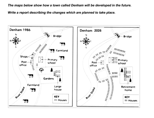 The map below show how a town called Denham will be developed in the ...