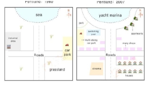 Band 5: The maps show the below Pentalnd in 1980 and 2007. (User ...