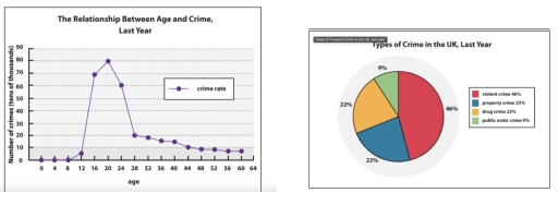Band 5: The line graph and pie chart below show information on crime in ...