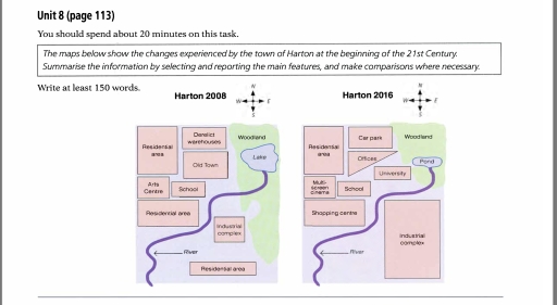 The maps below show the changes experienced by the town of Harton at ...