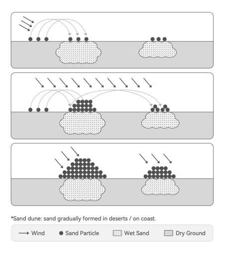 Band 5: The diagram below shows the way in which sand dunes are formed ...