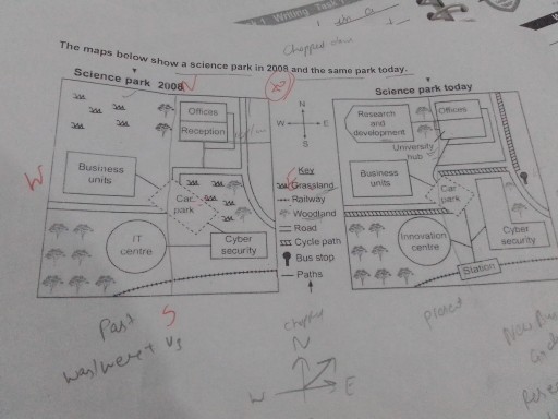 Band 5: The maps below show a science park in 2008 and the same park today. (User-Written IELTS ...
