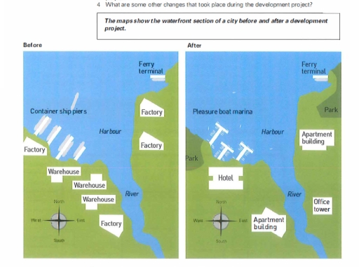 Band 6: The maps show the waterfront section of a city before and after ...