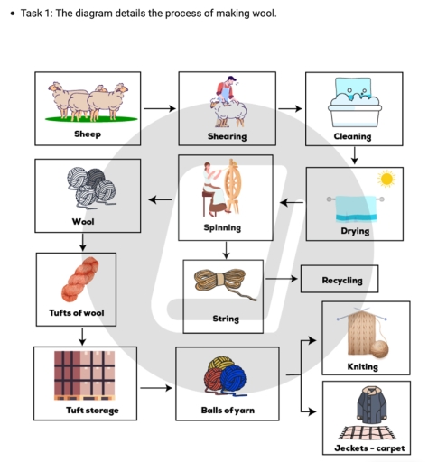 Band 6: the picture below shows the process of making wool : sheep ...