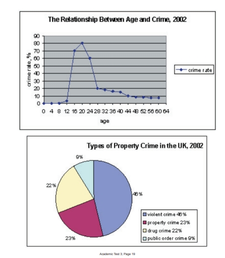 Band 5: The charts below show information on crime in the UK for 2002 ...
