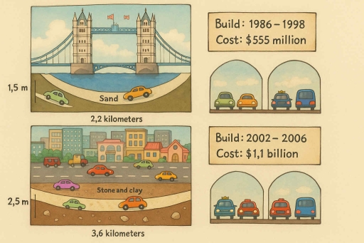 Band 6: The diagrams below show two different road tunnels built in ...