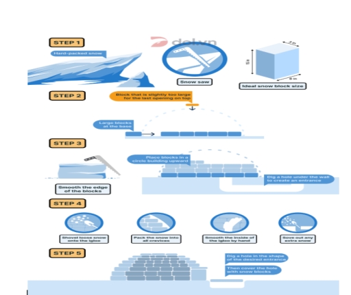 Band 8: The illustration shows information about how an igloo is built ...
