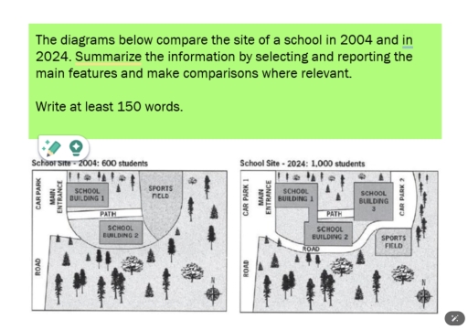 Band 5: The diagrams below compare the site of a scholl in 2004 and ...
